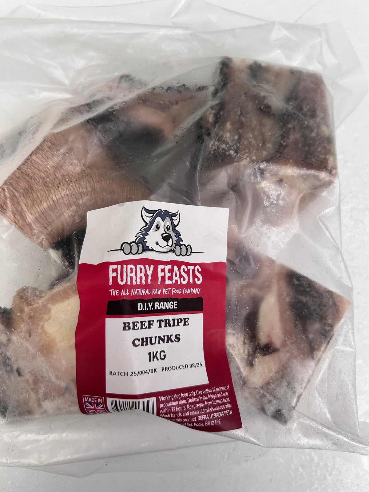 Furry Feasts Beef Tripe Chunks 1kg Raw Dog Food | Rhea's Raw — RheasRaw
